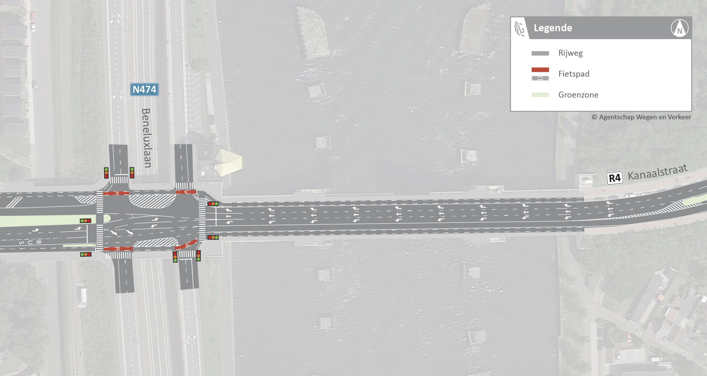 Herinrichting kruispunt Kanaalstraat (R4) met Beneluxlaan (N474) en Zelzatebrug | Wegen en verkeer