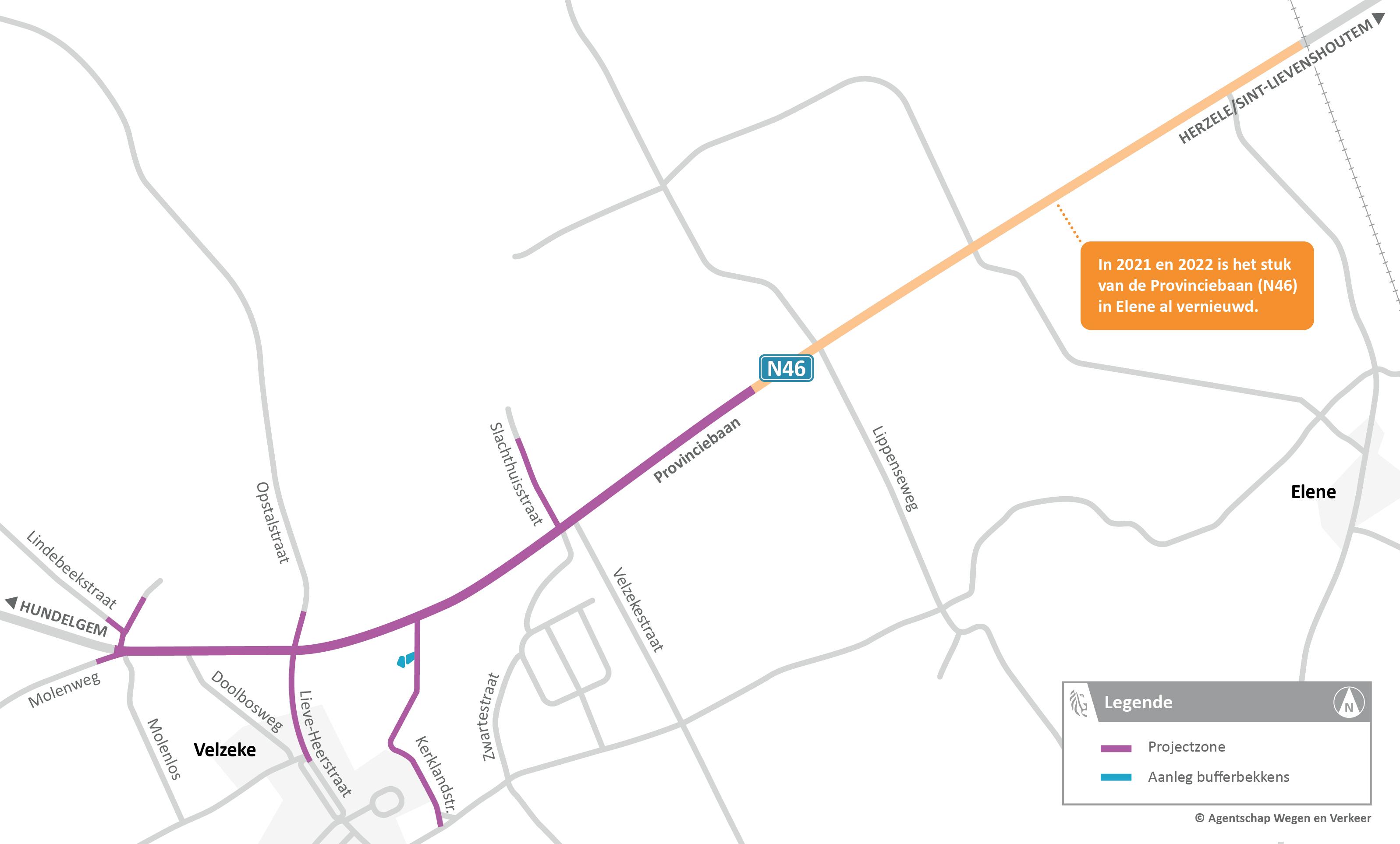 Heraanleg Provinciebaan (N46) in Velzeke en Elene | Wegen en verkeer